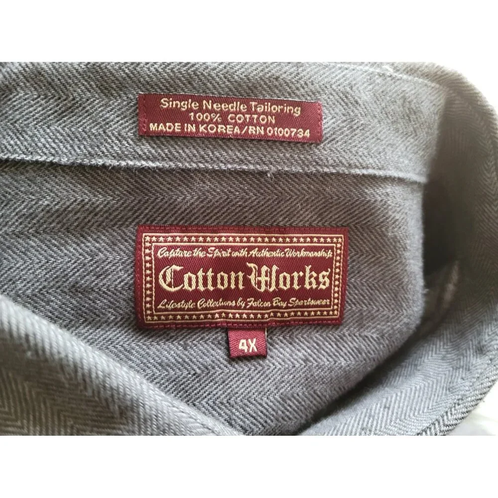 COTTON WORKS | Shirts | Cotton Works Men Shirt 4x Long Sleeve Gray ...